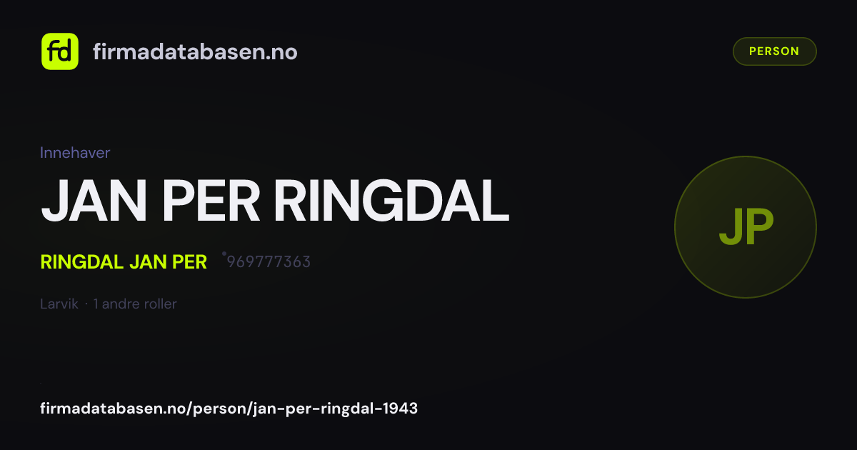 Jan Per Ringdal (f. 1943) — roller og aksjer | Firmadatabasen.no