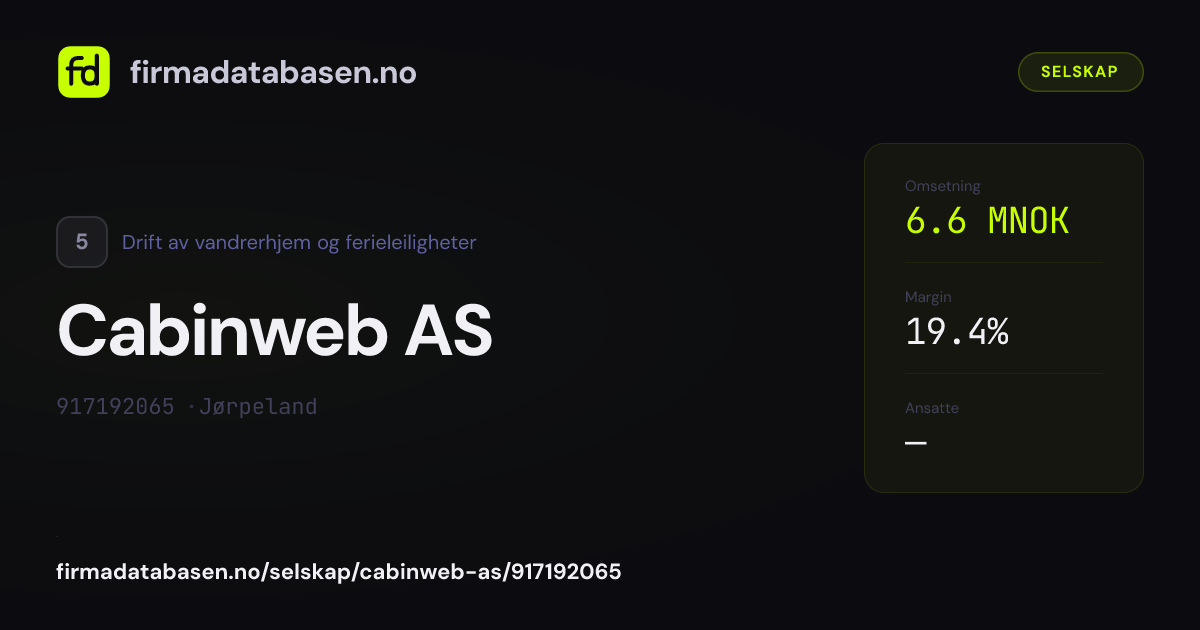 Cabinweb As (917192065), Jørpeland — regnskap og eierskap ...